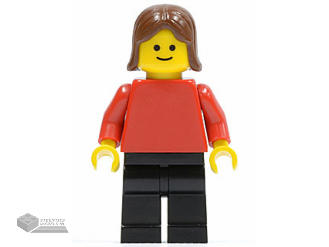 LEGO® pln049 - Plain Red Torso met Red Arms, Black Legs, Brown Female ...
