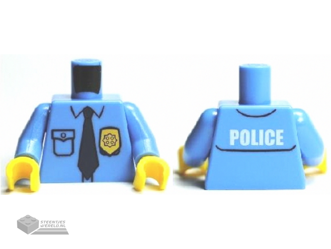 LEGO® 973pb0801c01 - Torso Police Shirt met Gold Badge, Dark Blue Tie ...