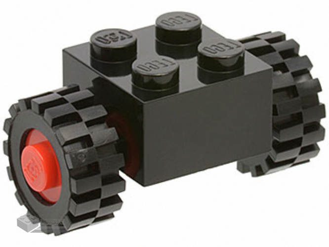 LEGO® 3137c01assy2 - Brick, Modified 2 x 2 met Red Wheels for Single ...