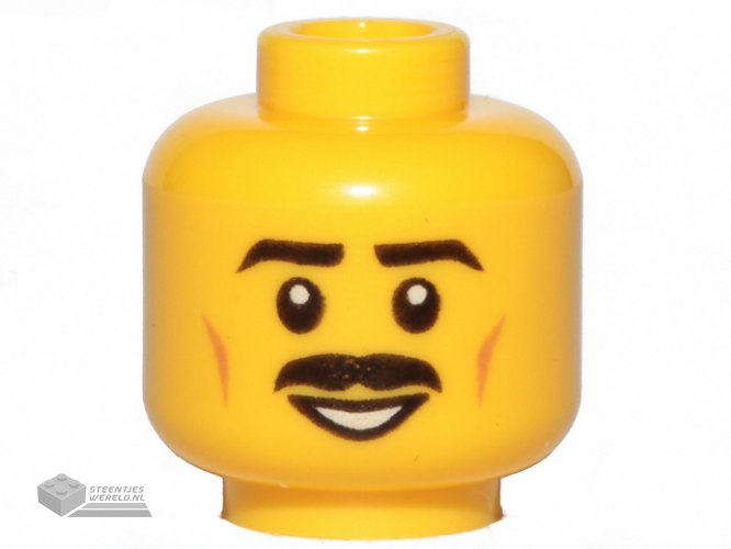 LEGO® 3626cpb2054 - Minifigure, Head Moustache Black, Black Eyebrows ...
