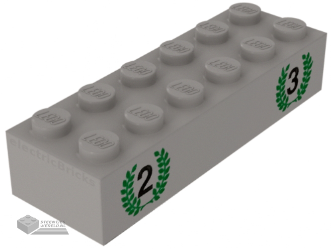 LEGO® 2456px1 - Brick 2 x 6 with Numbers 2 and 3 in Green Laurels ...