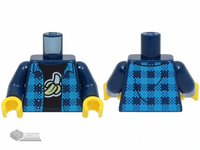 LEGO® 973pb3774c01 - Torso Dark Azure Flannel, Black T-Shirt with White ...