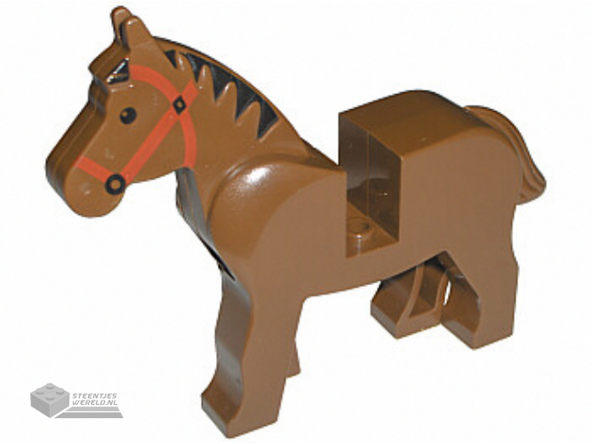 LEGO® 4493c01pb01 - Horse with Black Eyes, Red Bridle, Black Mane ...