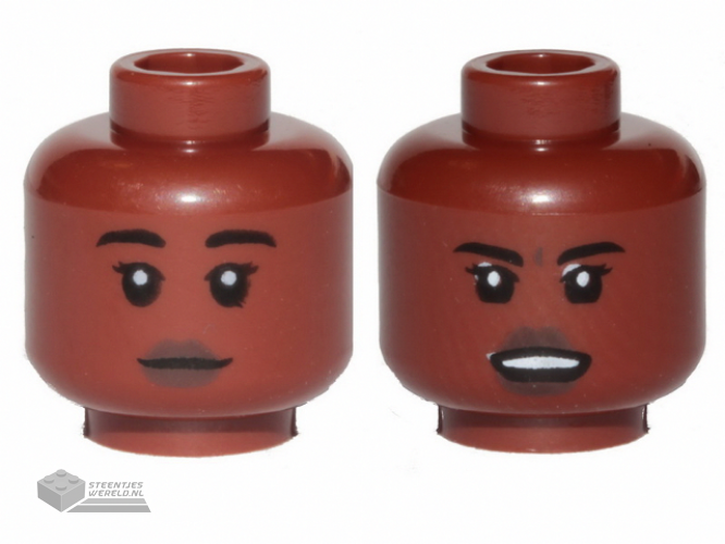 LEGO® 3626cpb2593 - Minifigure, Head Dual Sided Female, Dark Brown Lips ...