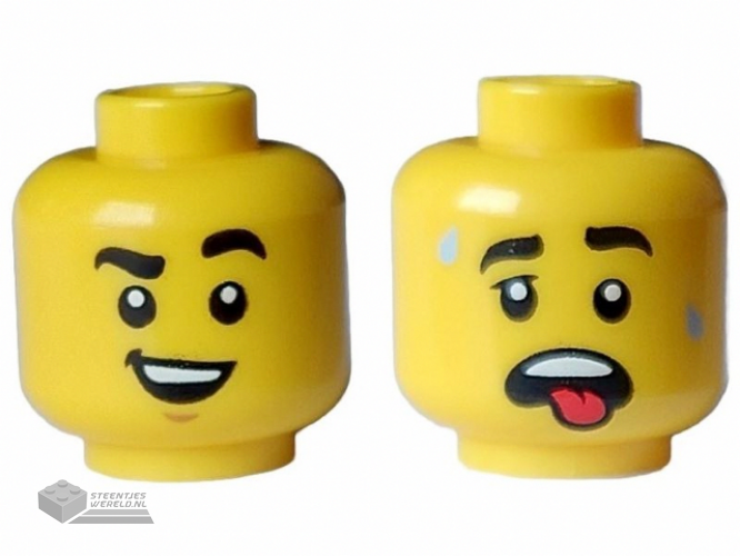 LEGO® 3626cpb3224 - Minifigure, Head Dual Sided Black Eyebrows, Smile ...