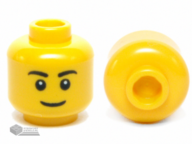 LEGO® 3626cpb0628 - Minifigure, Head Black Eyebrows, Thin Grin, Black ...