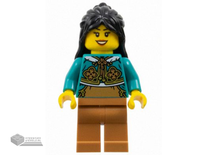 LEGO® hol373 - Woman, Black Long Hair, Dark Turquoise Cheongsam Bolero ...